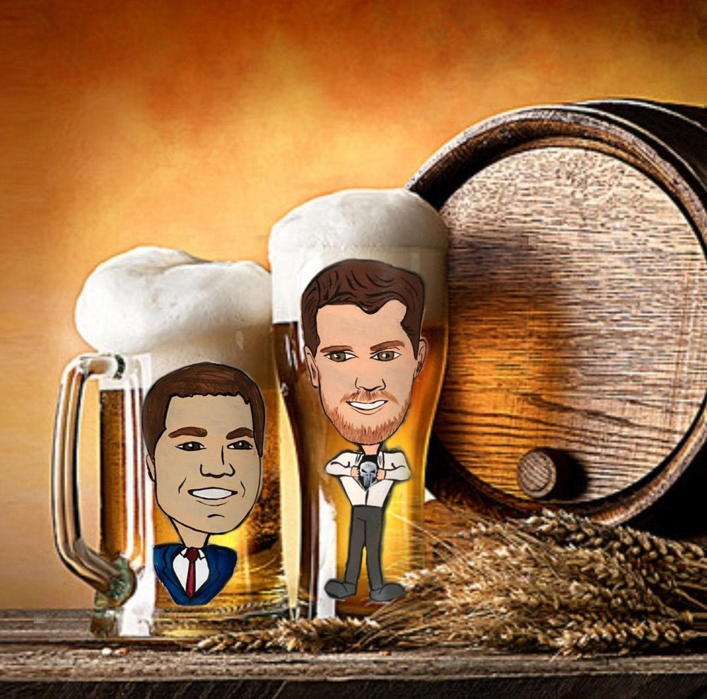 Funny Groomsmen Gift - Caricature on Beer Mug - Groovy Groomsmen Gifts