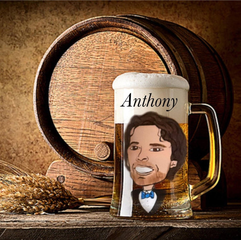Funny Groomsmen Gift - Caricature on Beer Mug - Groovy Groomsmen Gifts