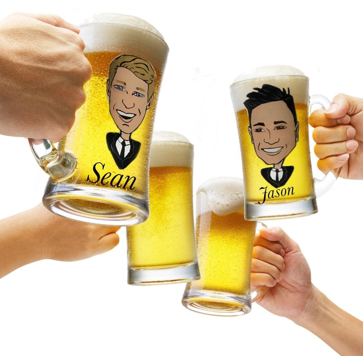 Funny Groomsmen Gift - Caricature on Beer Mug - Groovy Groomsmen Gifts
