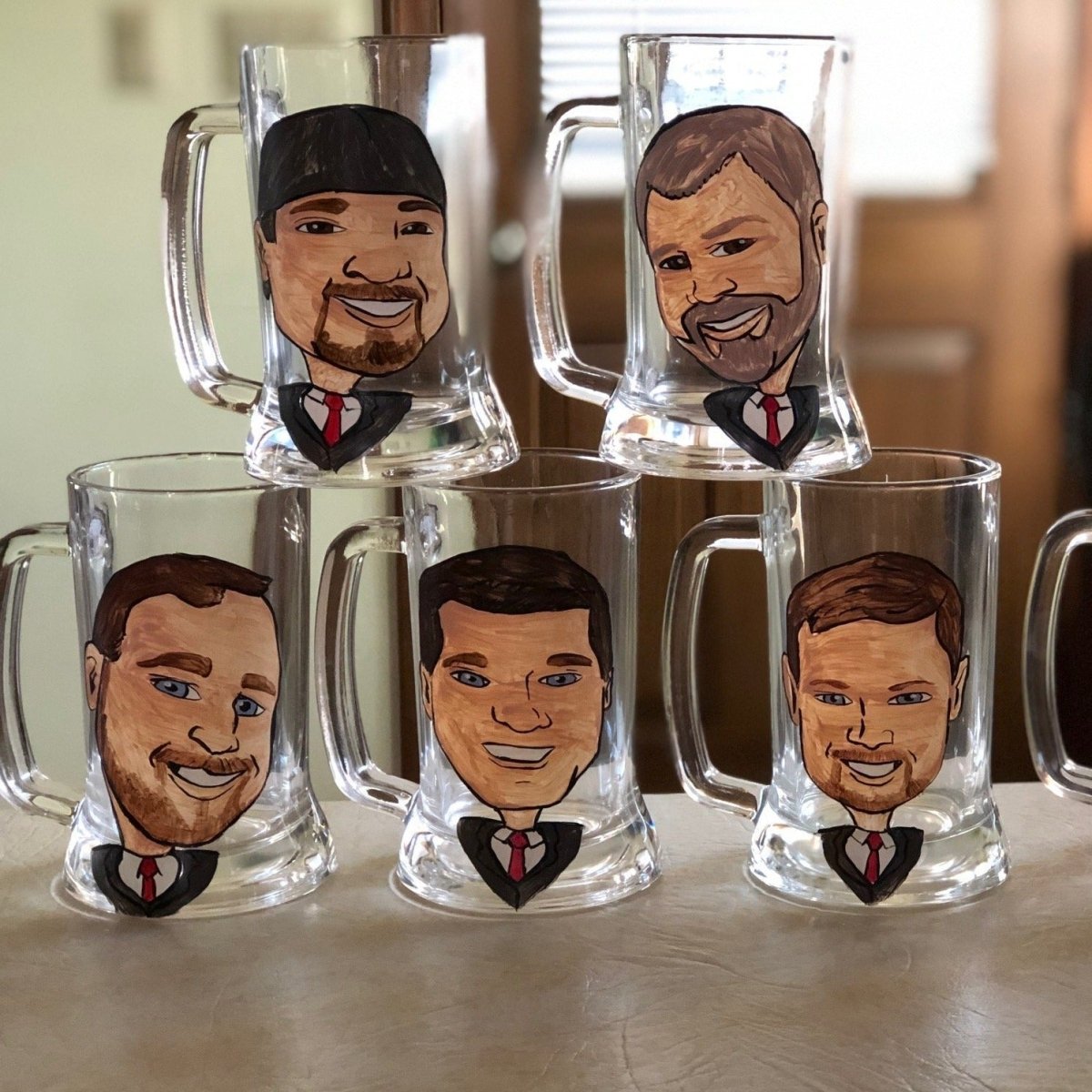 Funny Groomsmen Gift - Caricature on Beer Mug - Groovy Groomsmen Gifts