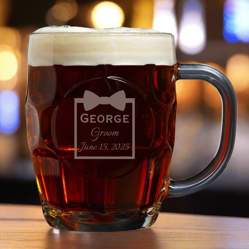 Personalized Groomsmen Beer Mug - Custom 20oz Glass for Wedding Party ...