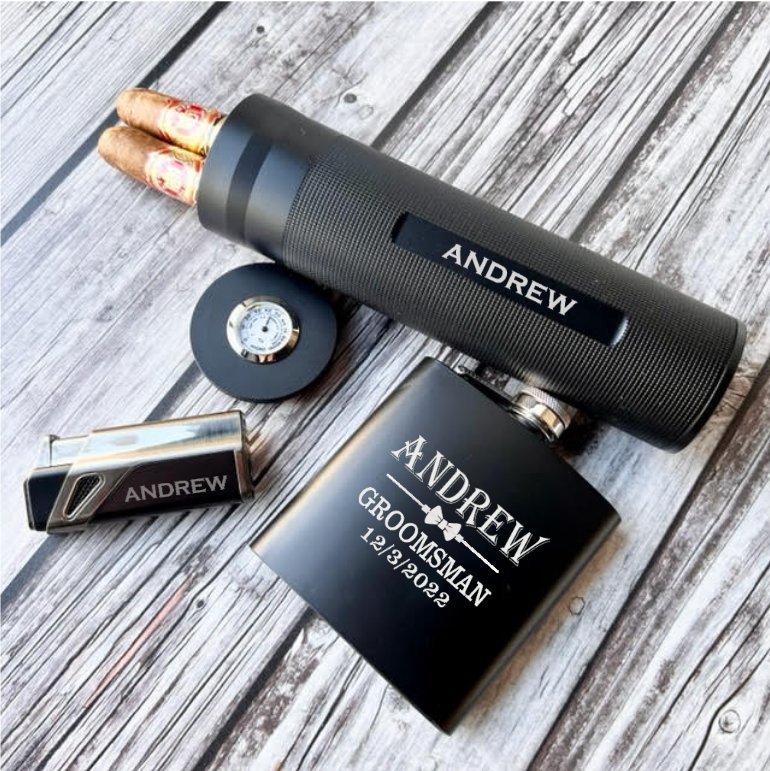 Sip and Smoke Groomsmen Gift Box Set - Groovy Groomsmen Gifts