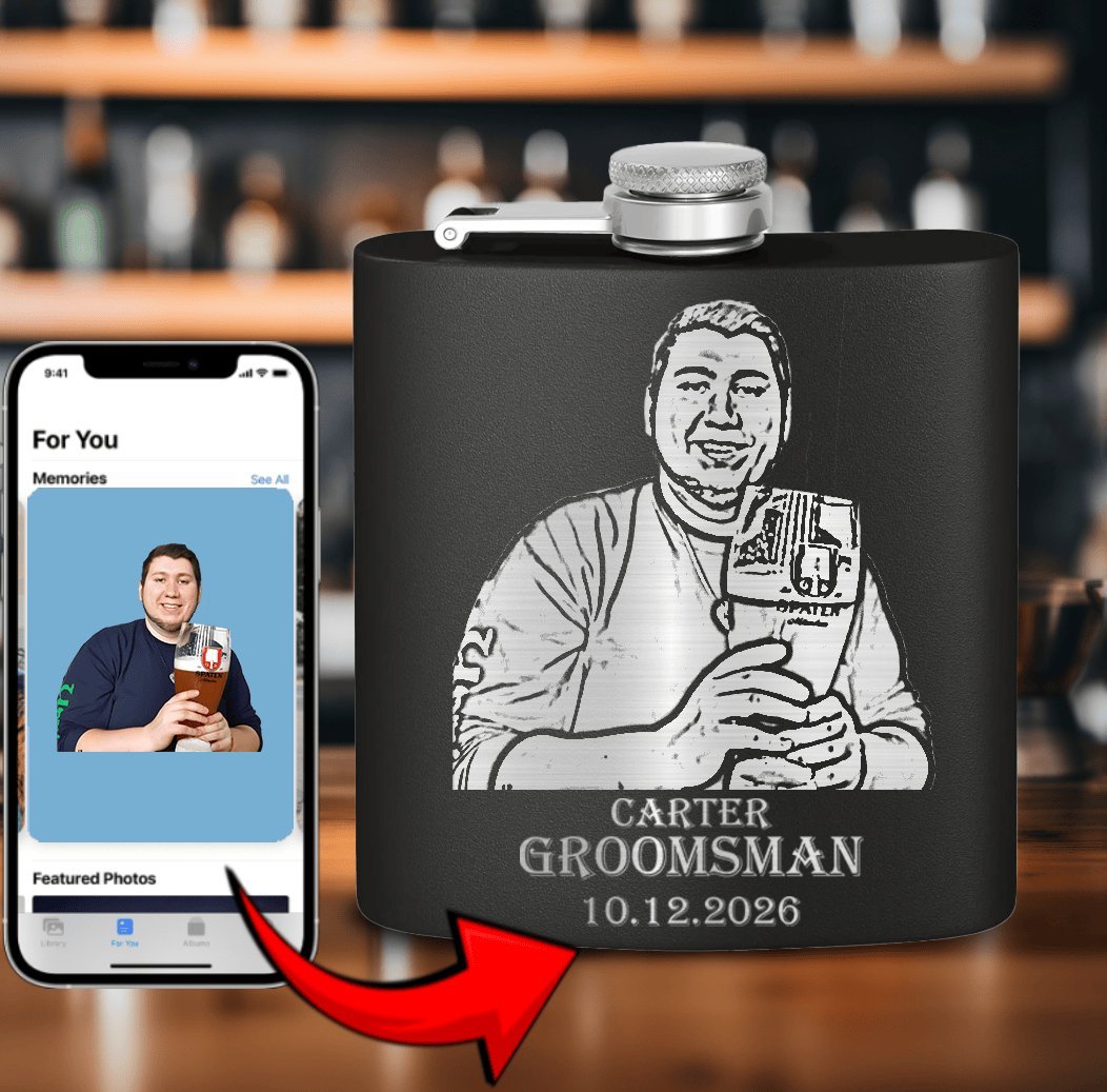Groomsman Flask With Custom Groomsman Design - Groovy Groomsmen Gifts