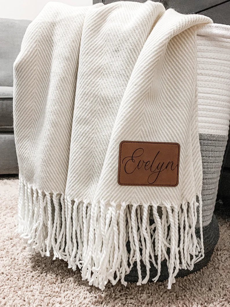 Farmhouse Monogram Throw Blanket - Groovy Groomsmen Gifts