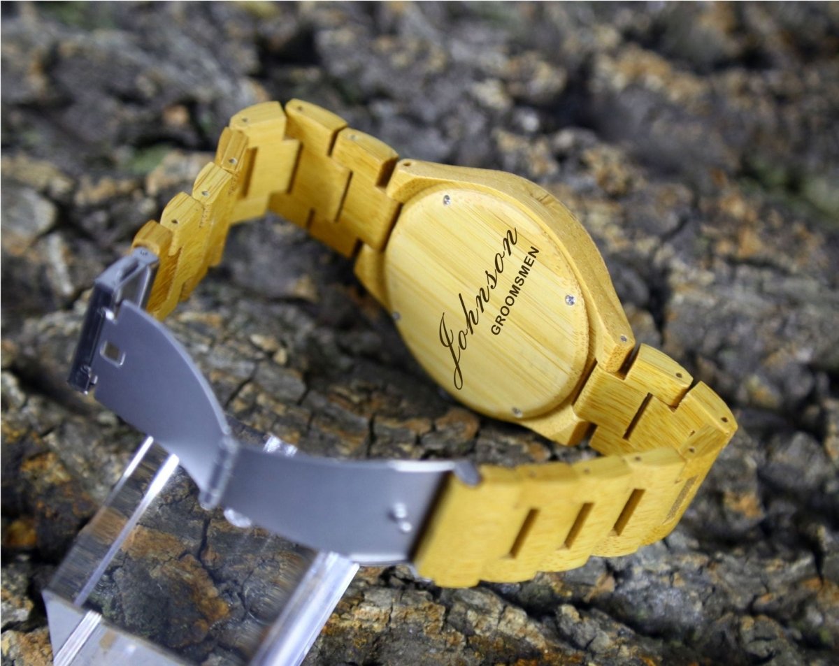 Personalized Watch For Men - Custom Message on Back - Wood with Leather ...